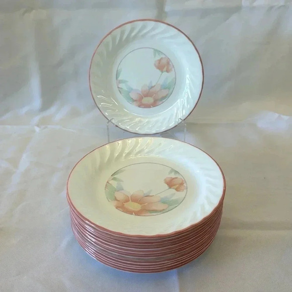Corelle | Dining | 5 Corelle By Corning Peony Flower Swirl Salad Plate ...